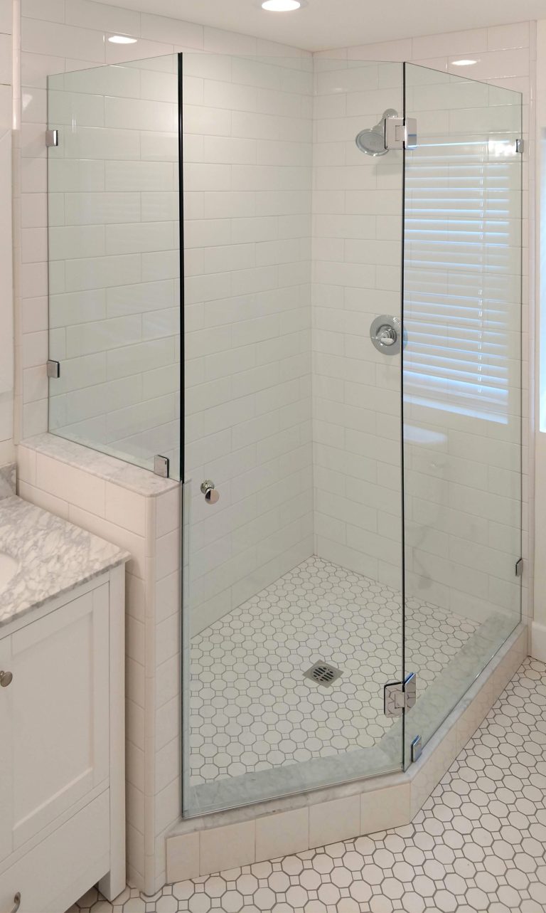 Neo Angle Frameless Glass Shower - Blizzard Frameless