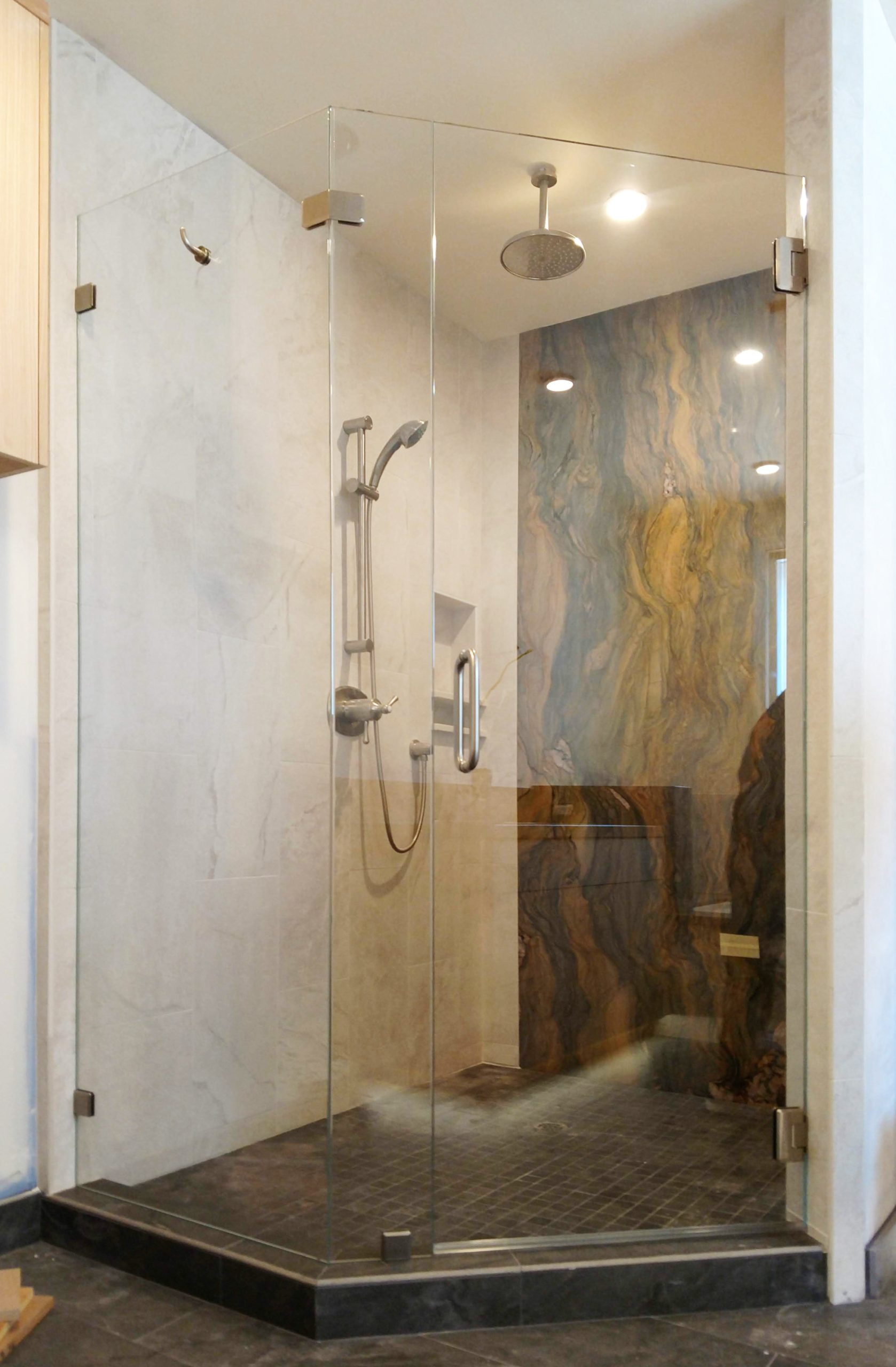 Neo Angle Frameless Glass Shower - Blizzard Frameless
