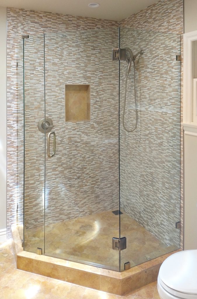 Neo Angle Frameless Glass Shower - Blizzard Frameless