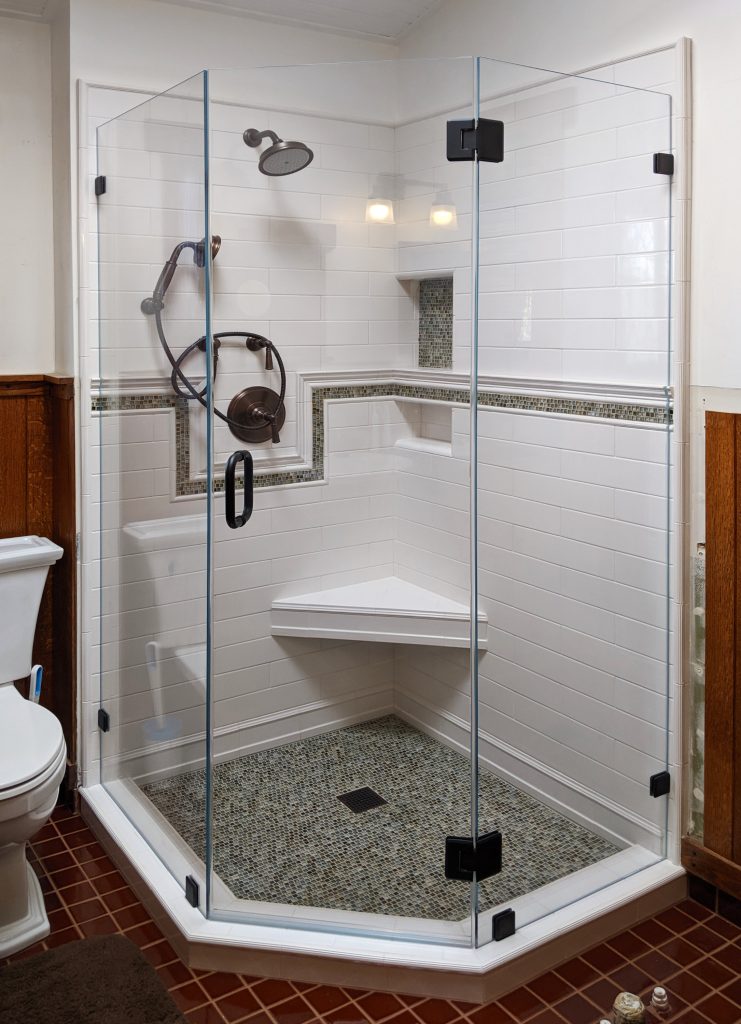 Neo Angle Frameless Glass Shower - Blizzard Frameless